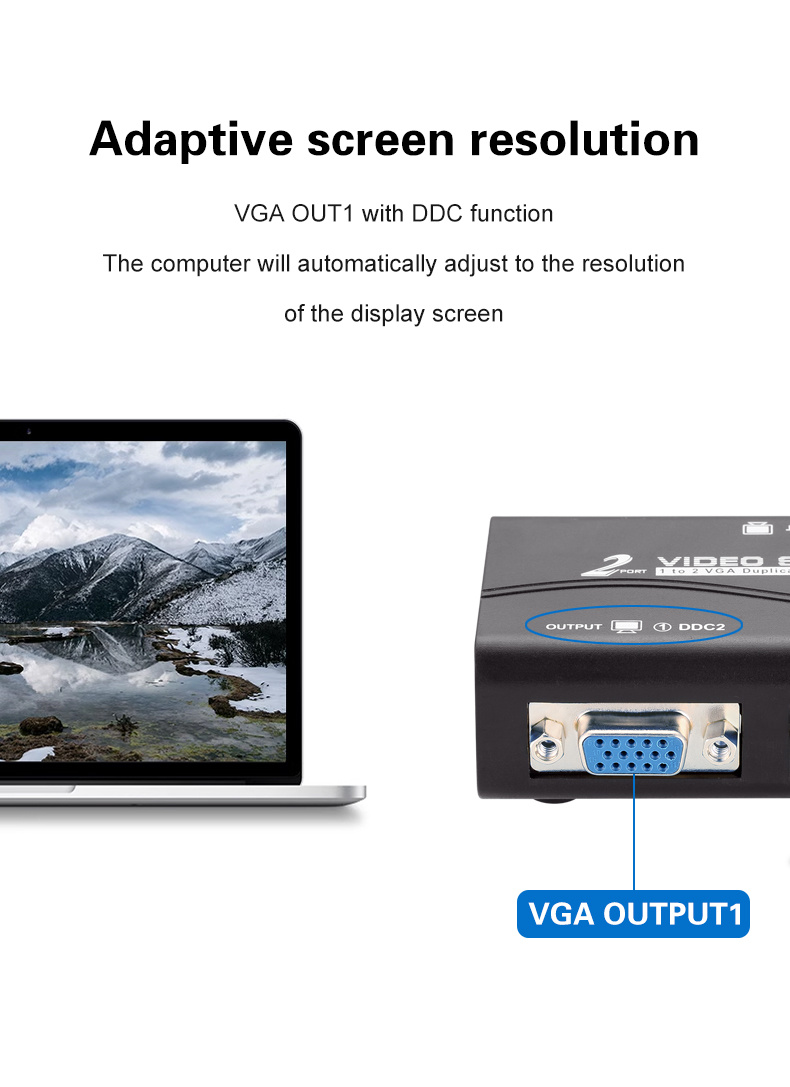 Vga Splitter 2 Laptop Monitoring High definition - Temu