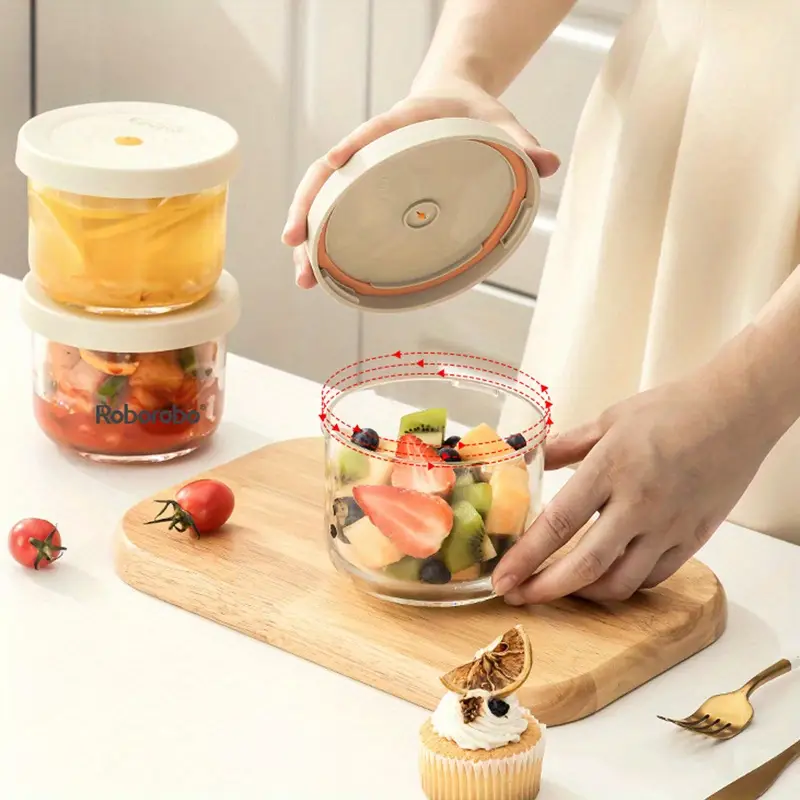 蓋付きフルーツ弁当箱1個 蓋付き丸型密閉鮮度保持ボックス 密閉収納ボックス 弁当箱 学校 食堂 学校のティーンエイジャー Temu Japan