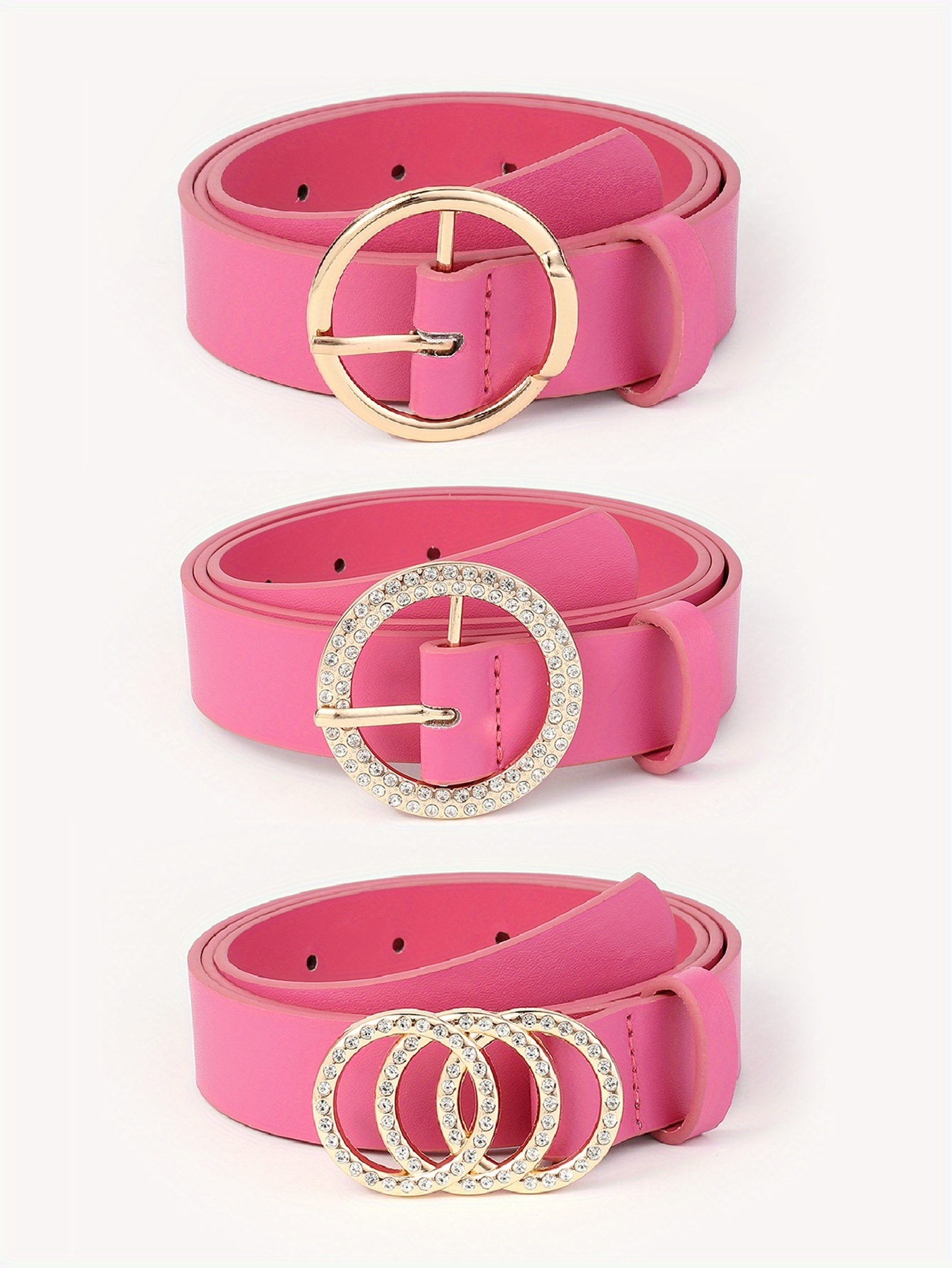 Hot Pink Pu Belts Stylish Round Waistband - Temu Australia
