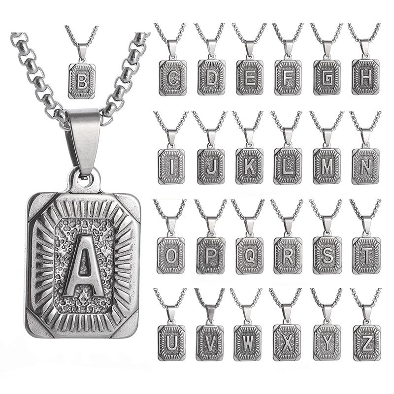 26 Initials Large Collection Pendant Necklace Men Ladies - Temu