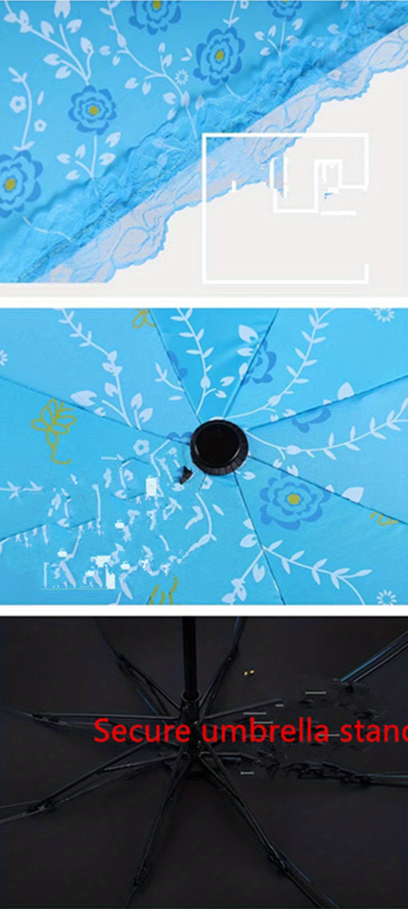 Umbrella Lady Foldable Sun Umbrella Lace Black Sunshade - Temu Norway