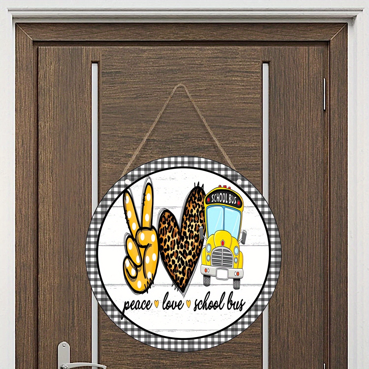 1 Pièce Panneau Couronne Bus Scolaire Peace Love Crayon - Temu France