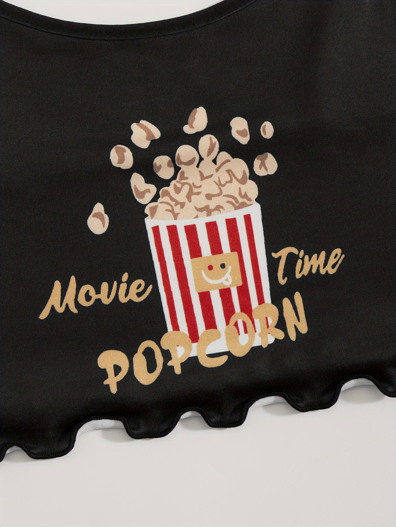 Cartoon Popcorn Print Pajama Set Crew Neck Cami Top Lettuce - Temu Canada