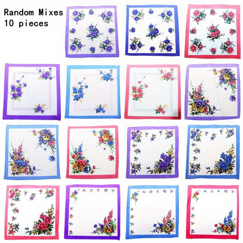 6 10 15pcs 28 02inch Womens Printed Handkerchief Assorted In Different ...