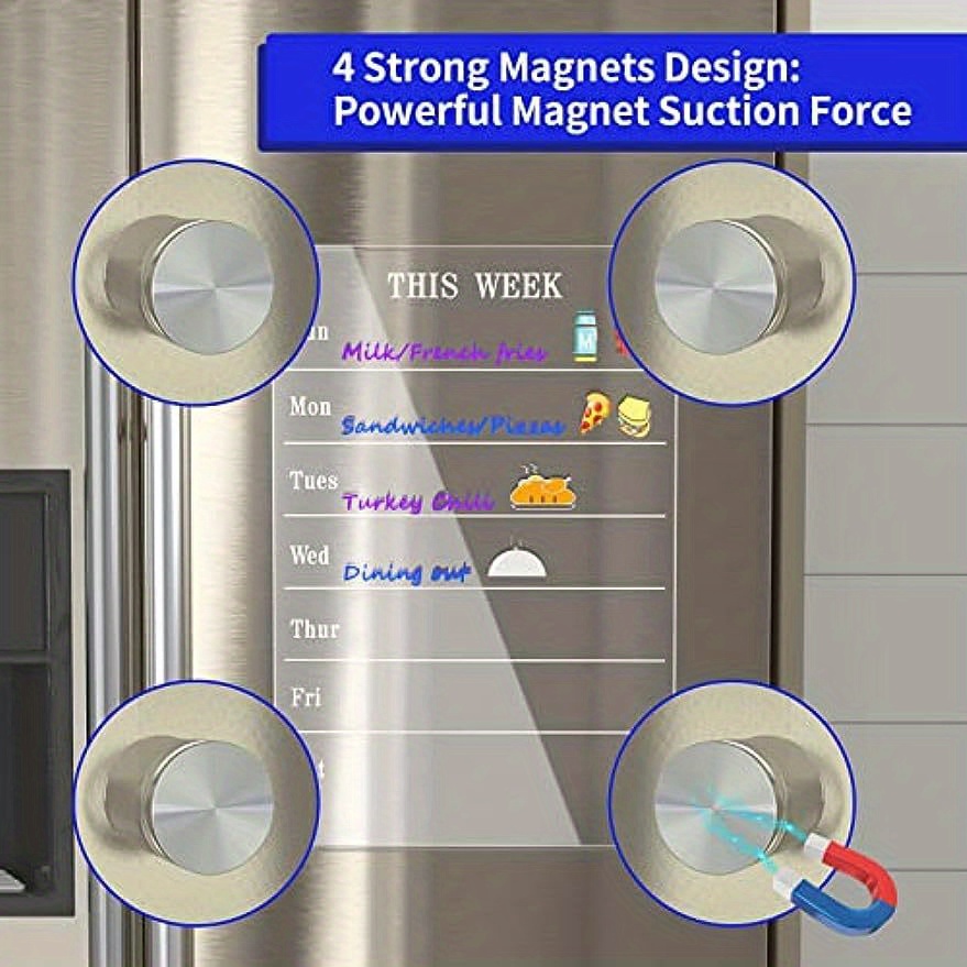 Acrylic Magnetic Weekly Meal Planner Fridge Clear Dry Erase - Temu Canada