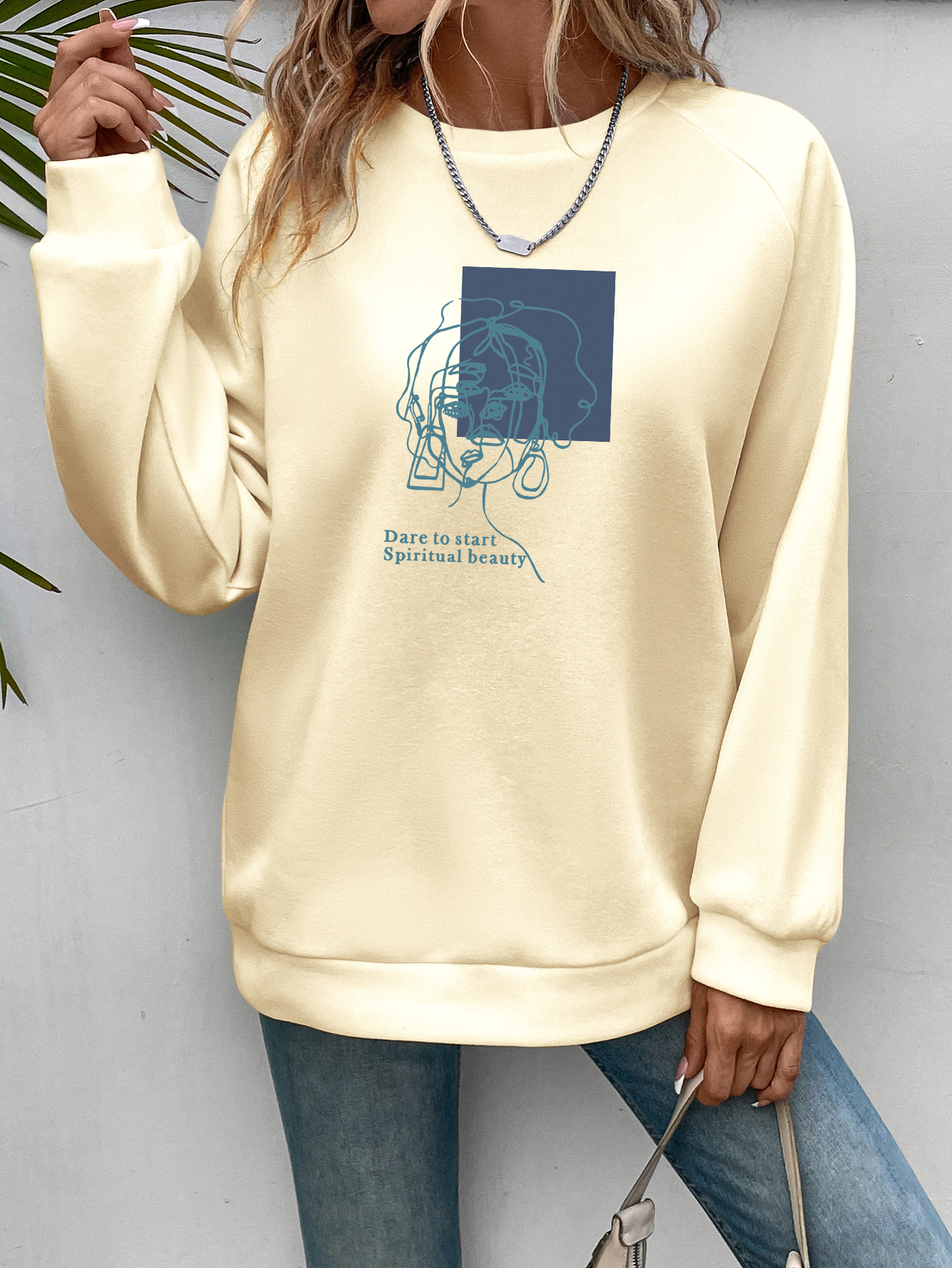 Graphic Print Sweatshirt Casual Long Sleeve Crew Neck - Temu New Zealand