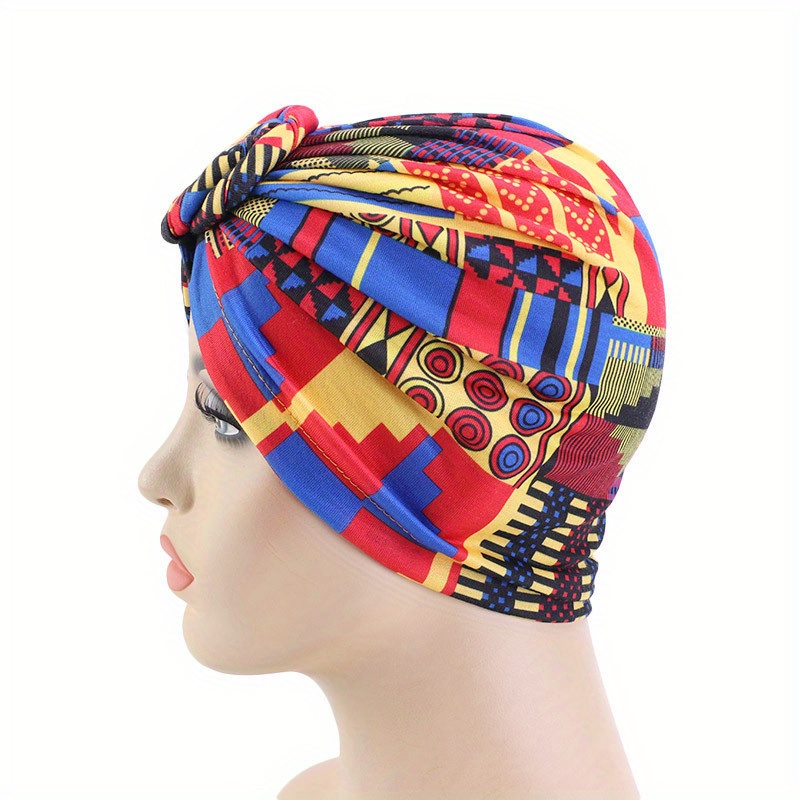 Ladies Bohemian Printed Turban Hat Spiral Disc Flower Chemo - Temu ...