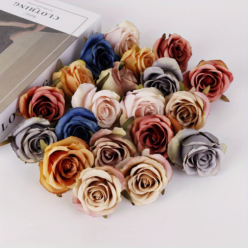 Retro Rose Heads Silk Flower Flower Diy Handmade - Temu