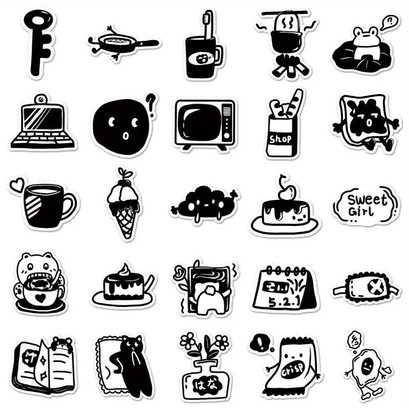 Black White Graffiti Cartoon Luggage Temu Australia