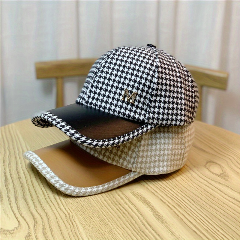 Women's Fashion Houndstooth Pattern Baseball , Hip Hop Sports Sun Hat, Retro Casual Hat - Temu ...
