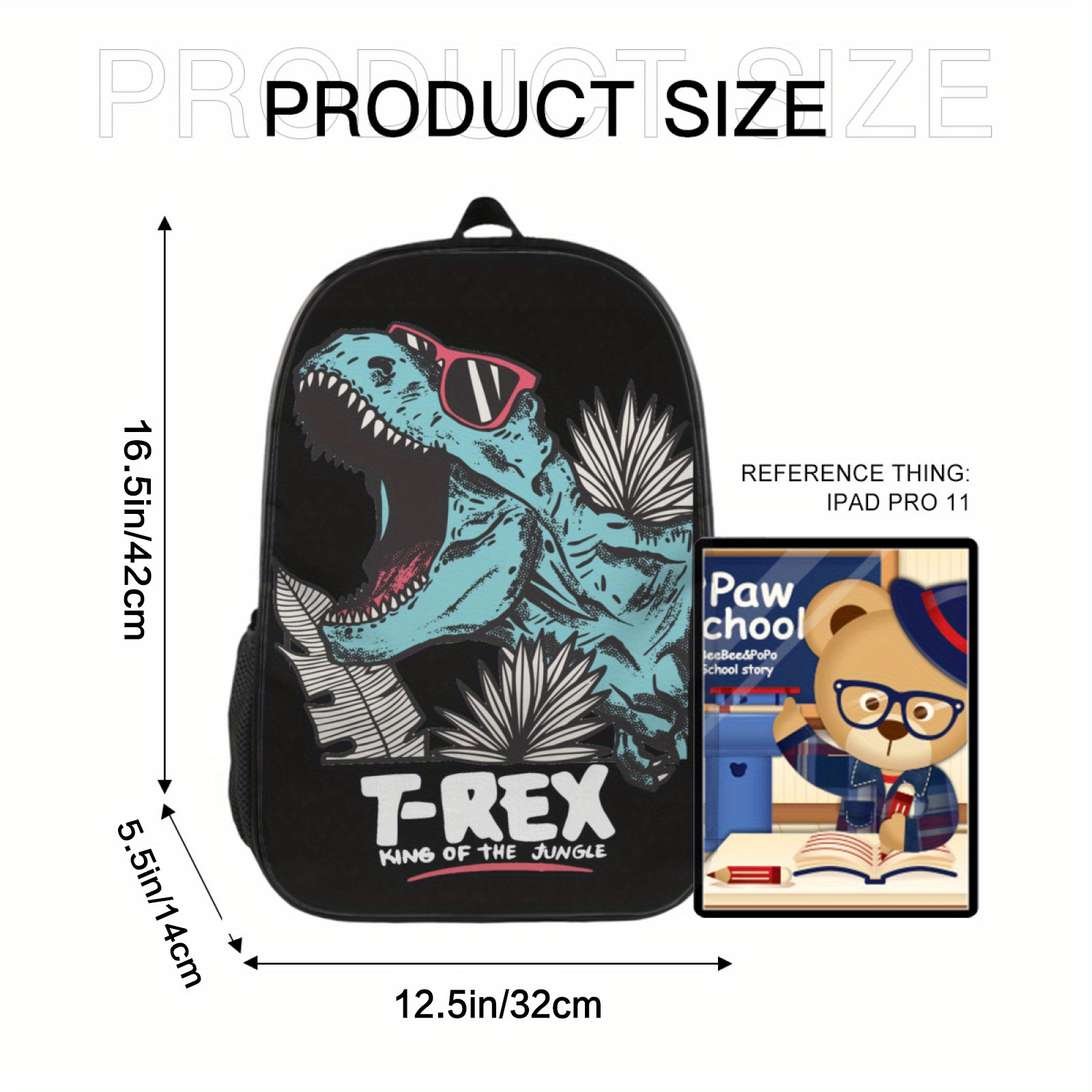Lightweight Backpack Colorful Cartoon Dinosaur Wearing - Temu United ...