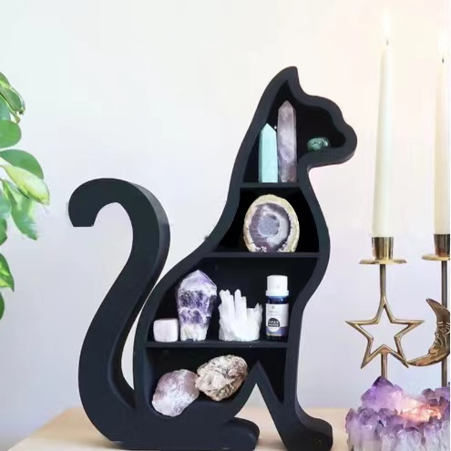 Cat Moon Shelf Wooden Crystal Display Shelf - Temu