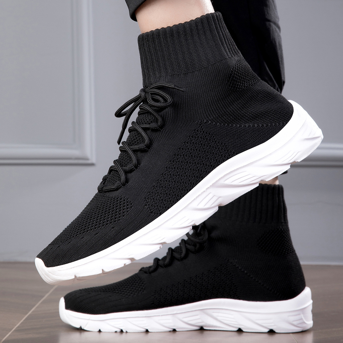 Mens Slip Sock Sneakers Athletic Shoes Lightweight Breathable Walking ...