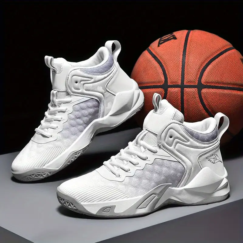 Mens Lace Up Basketball Sneakers Athletic Shoes Shock Absorbing