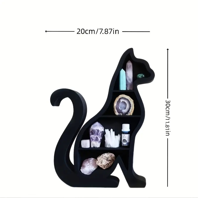 Cat Moon Shelf Wooden Crystal Display Shelf - Temu