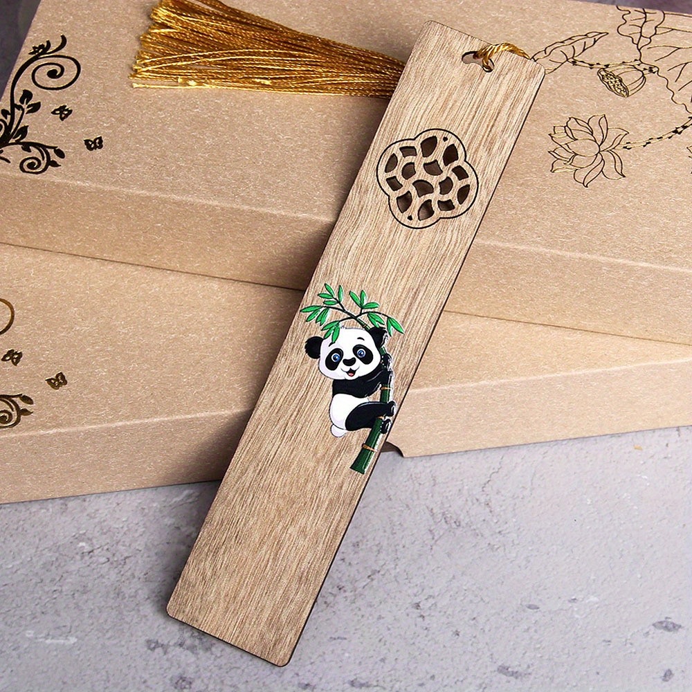 Retro Hollow Carving Chinese Style Wooden Colored Drawing Panda ...