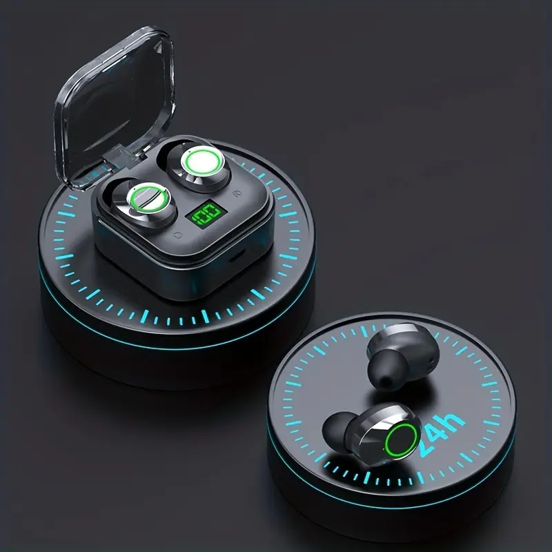 무선 이어폰 미니 인이어 음악 이어폰 Hifi 음향 효과 투명한 지능형 디지털 디스플레이 Hd 스크린 이어폰 Temu