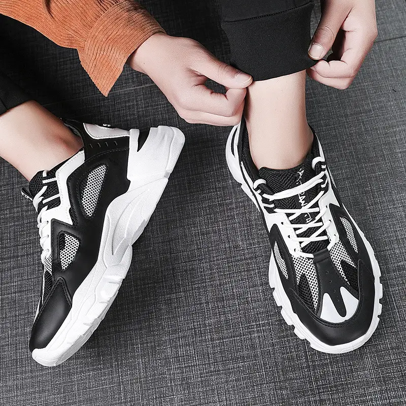 Mens Lace Up Chunky Sneakers Dad Shoes Athletic Shoes Shock Absorbing