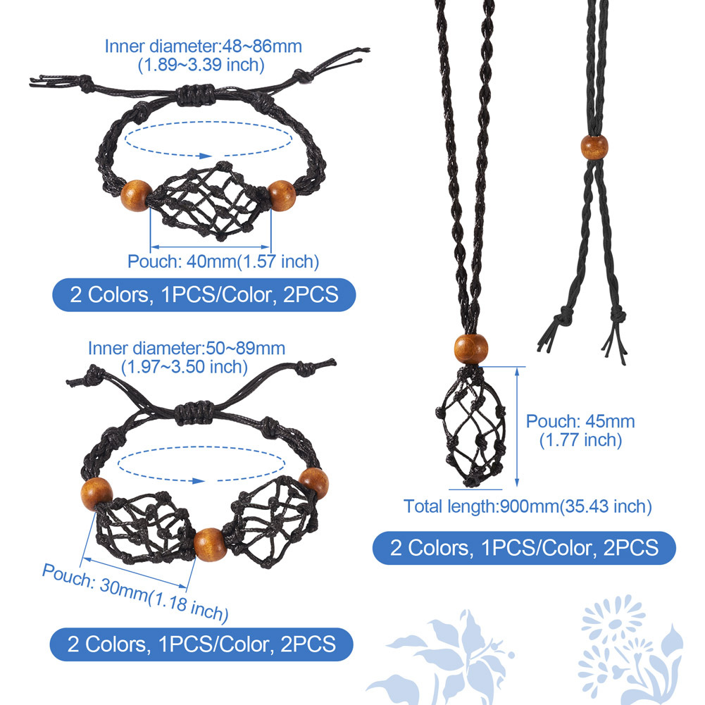 6pcs Nylon Cord Braided Macrame Pouch Adjustable Necklace - Temu Australia