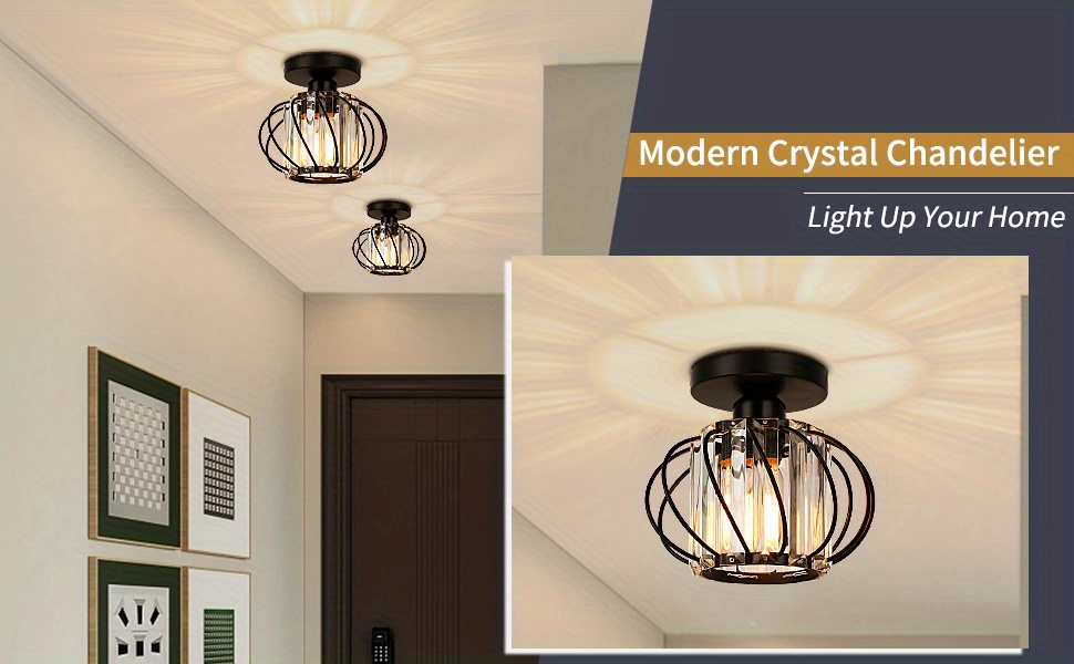 Half Flat Mount Ceiling Light Small Crystal Hanging Light - Temu