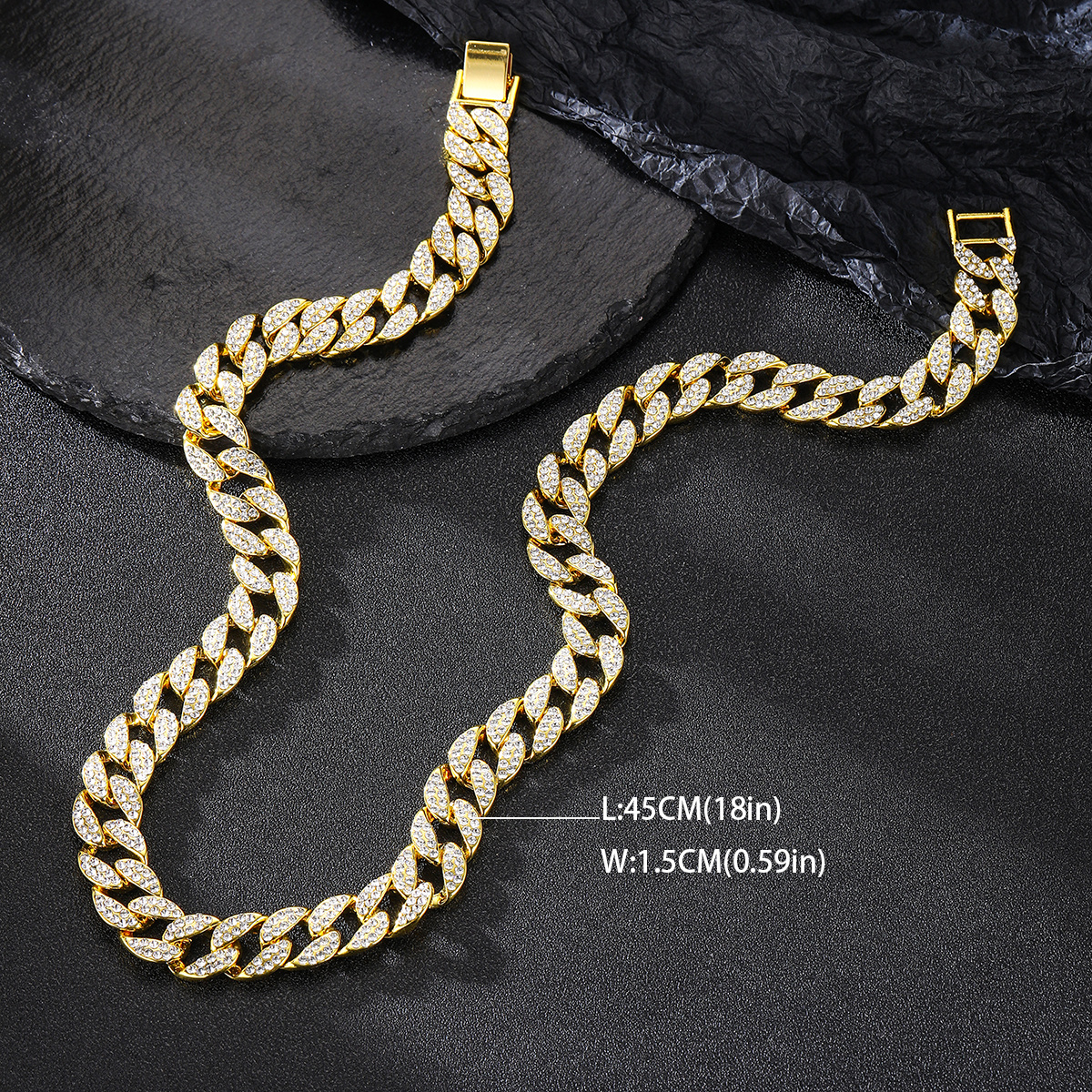 iced cuban chain necklace silvery/golden cuban chain men's - Temu Australia