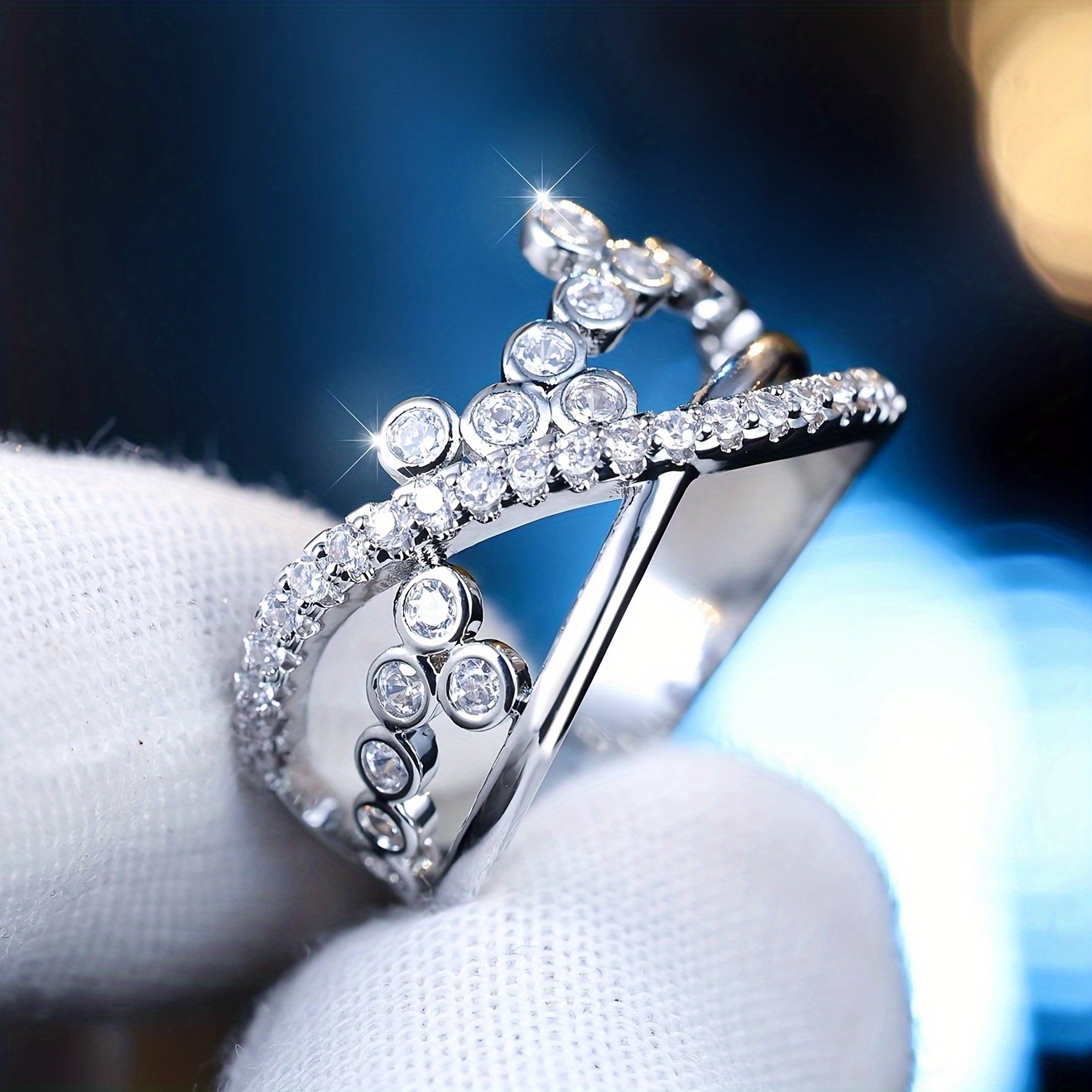 Luxury Promise Ring Trendy X Shape Inlaid Shining Zircon - Temu Australia