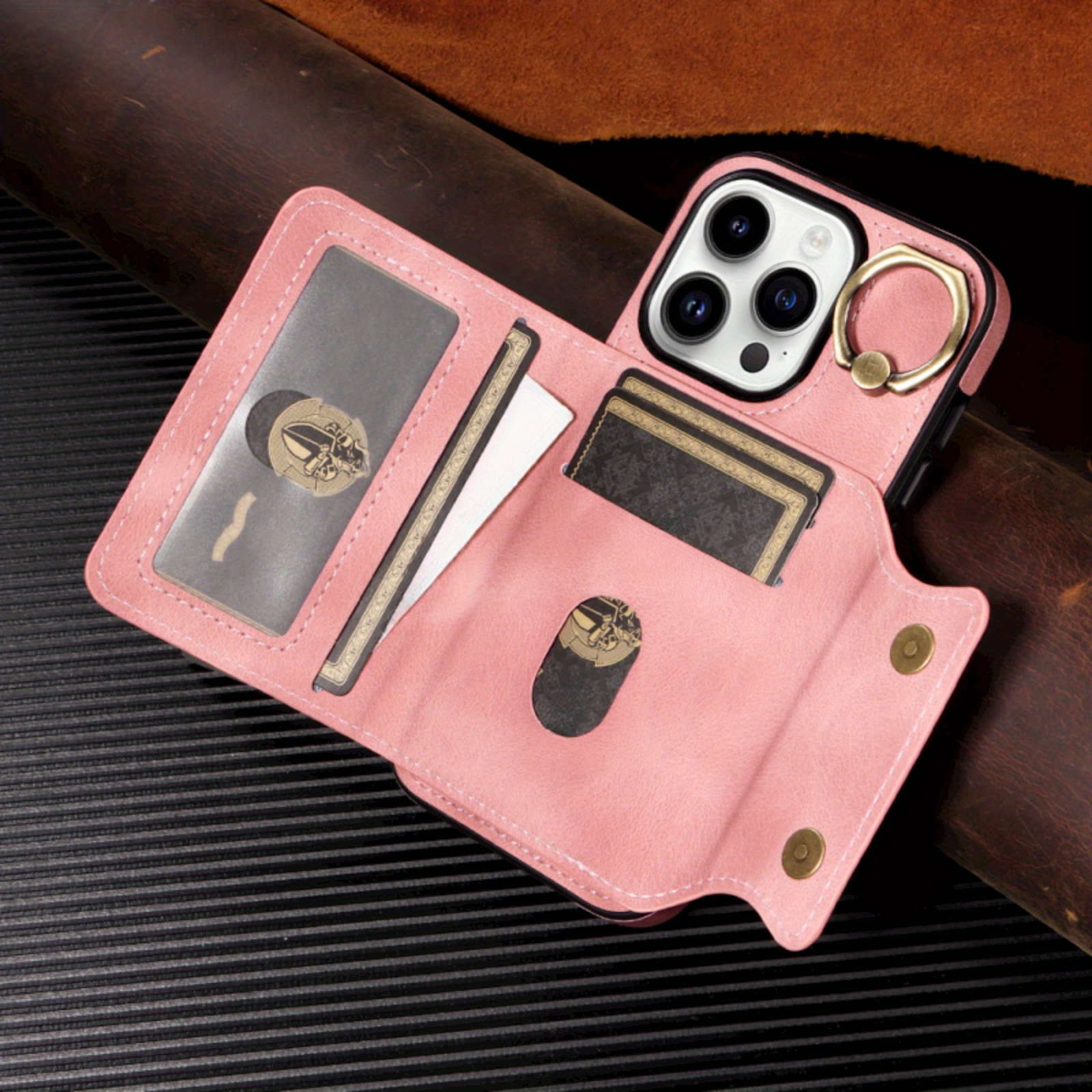 Finger Ring Buckle Wallet Leather Case Anti Drop Phone - Temu United ...