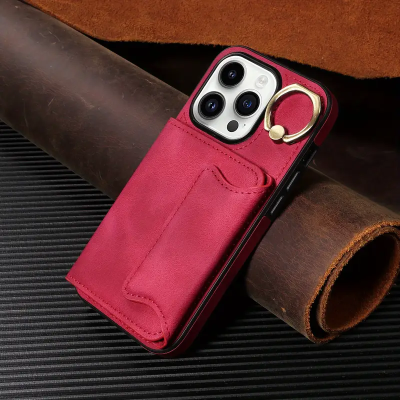 Red Finger Ring Wallet Leather Case Anti Drop Phone - Temu Ireland Red Finger Ring Wallet Leather Case Anti Drop Phone - Temu Ireland