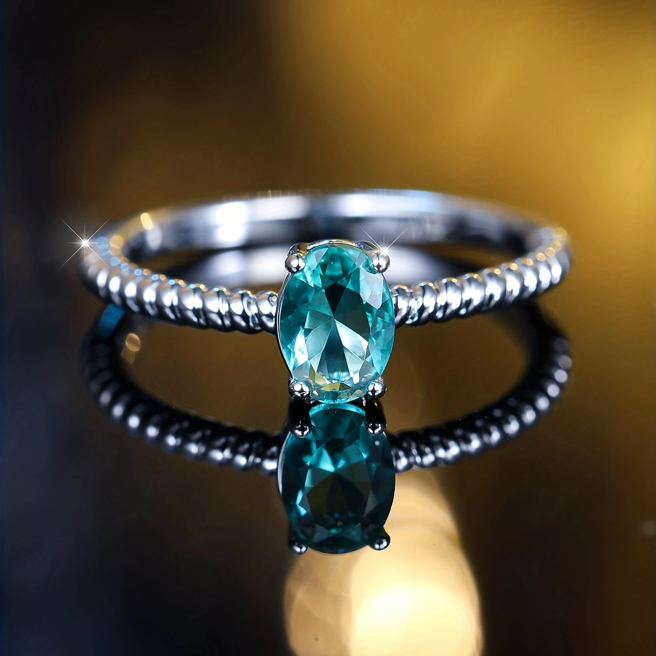 Dupes Luxury Promise Ring Inlaid Waterish Blue Zirconia - Temu