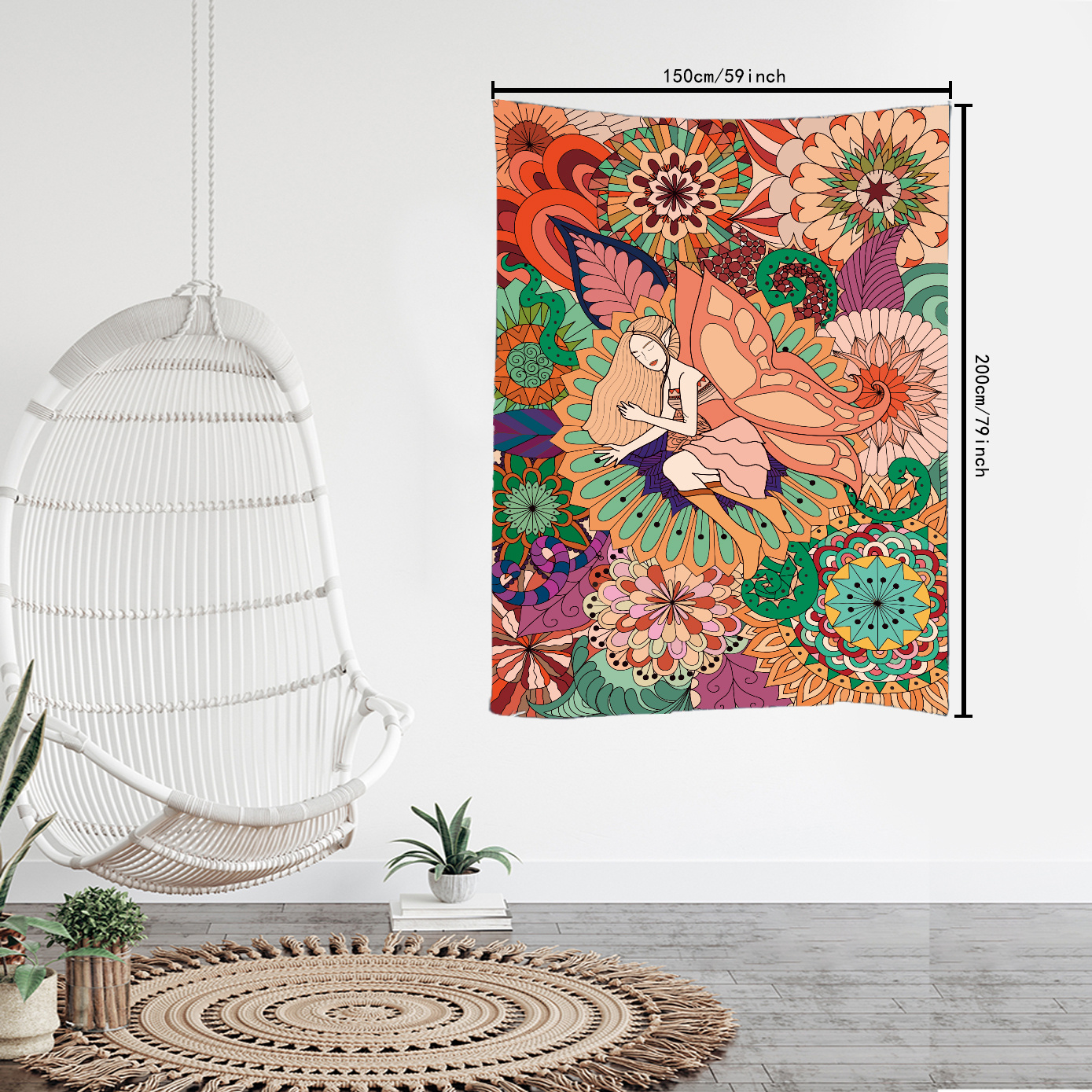 Tapestry Flowers Pattern Decorative Tapestry - Temu Australia