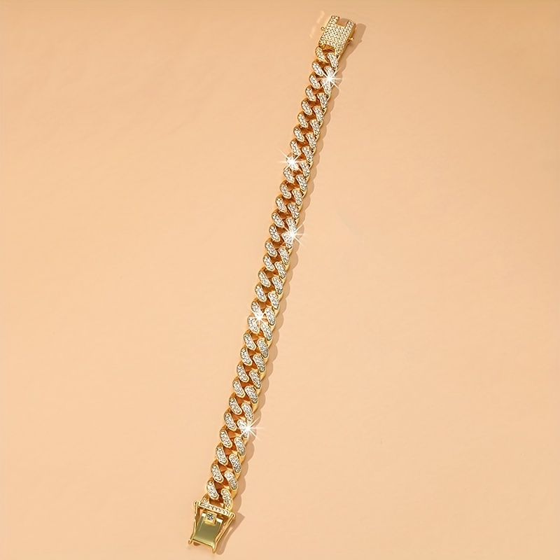 Bling Bling Cuban Chain Anklet Inlaid Shiny Rhinestone Hip - Temu ...