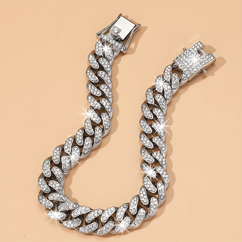 Bling Bling Cuban Chain Anklet Inlaid Shiny Rhinestone Hip - Temu ...