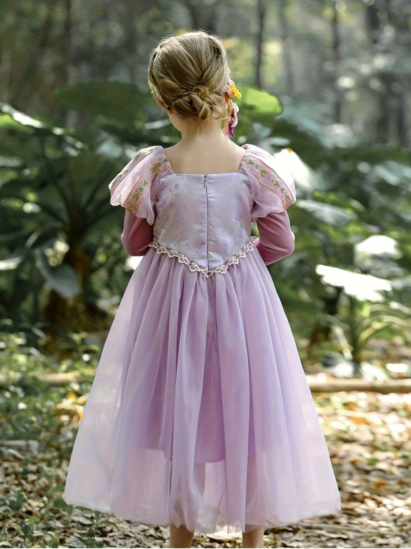 Princess Dress Accessories Girl's Floral Embroidered Puff - Temu Canada