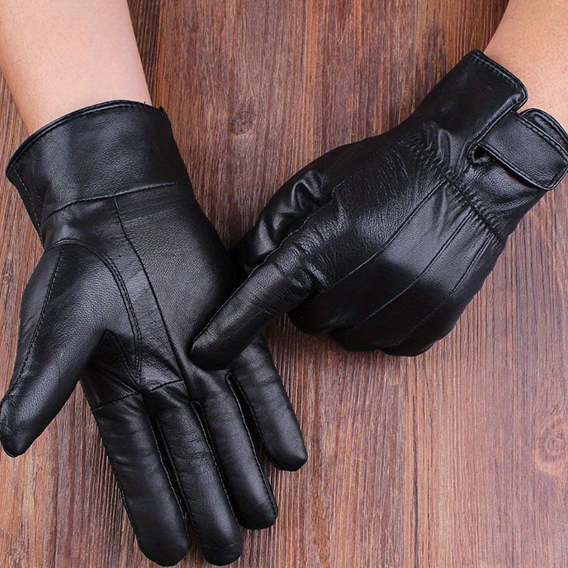 1pair Mens Pu Leather Winter Autumn Driving Gloves Waterproof Mitten ...