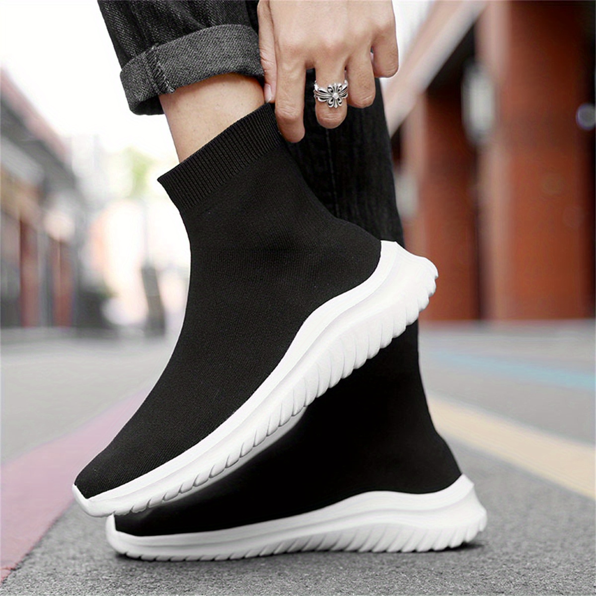 Mens Slip On Sock Sneakers High Top Athletic Shoes Lightweight And ...