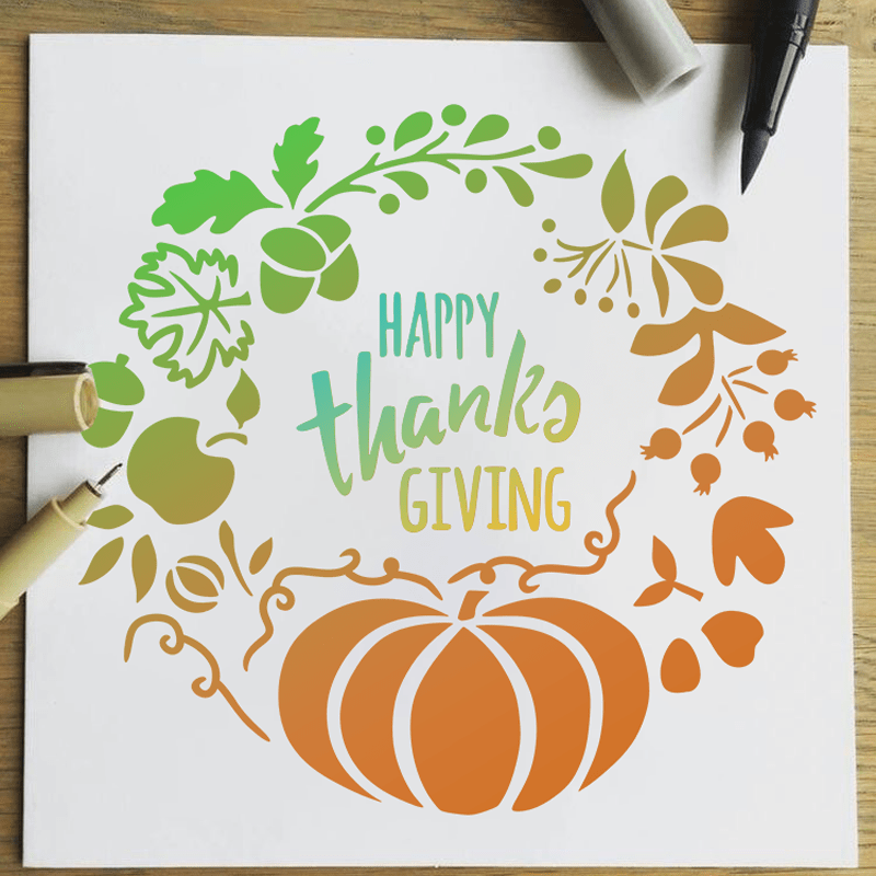 Thanksgiving Day Theme Stencil Festival Pumpkin Theme - Temu