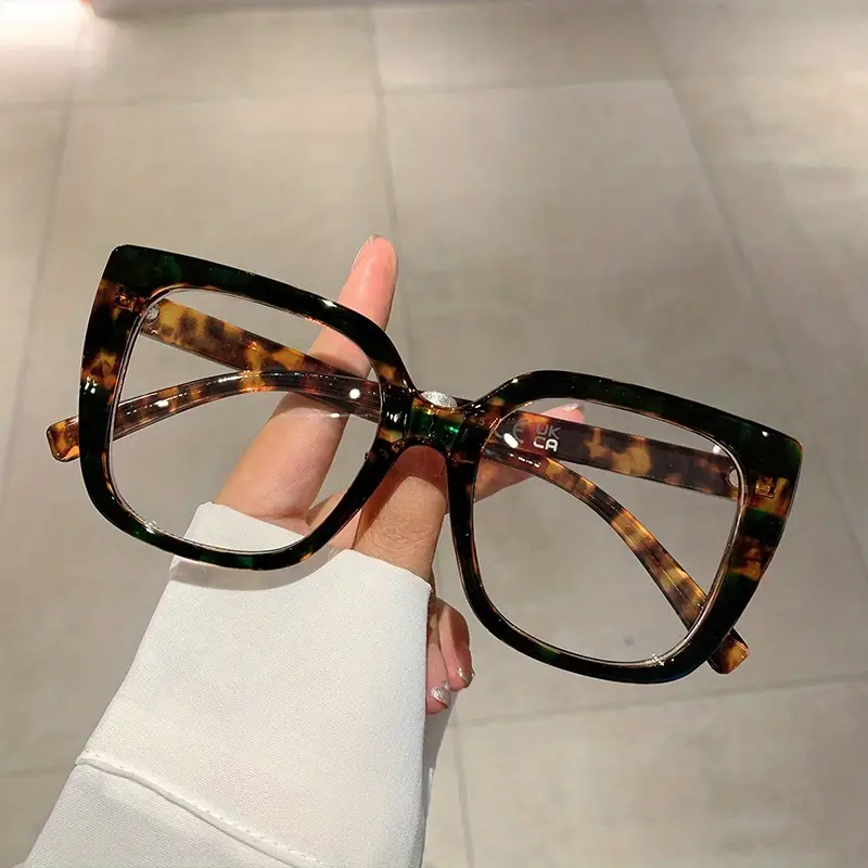 Large Square Frame Clear Lens Computer Glasses Color Block Temu