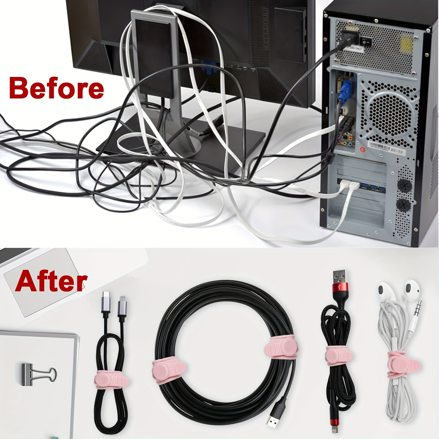 Organize Cables Keep Workstation Neat Reusable Silicone - Temu Australia