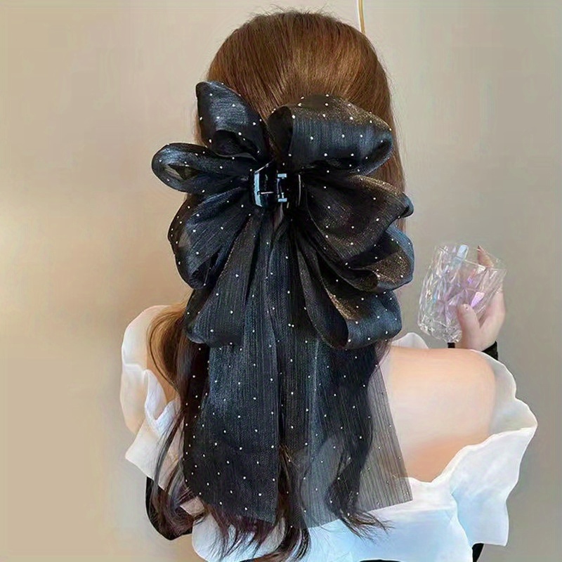 Big Bow Hair Claw Clip Long Ribbon Strong Hold Hair Jaw Clip - Temu