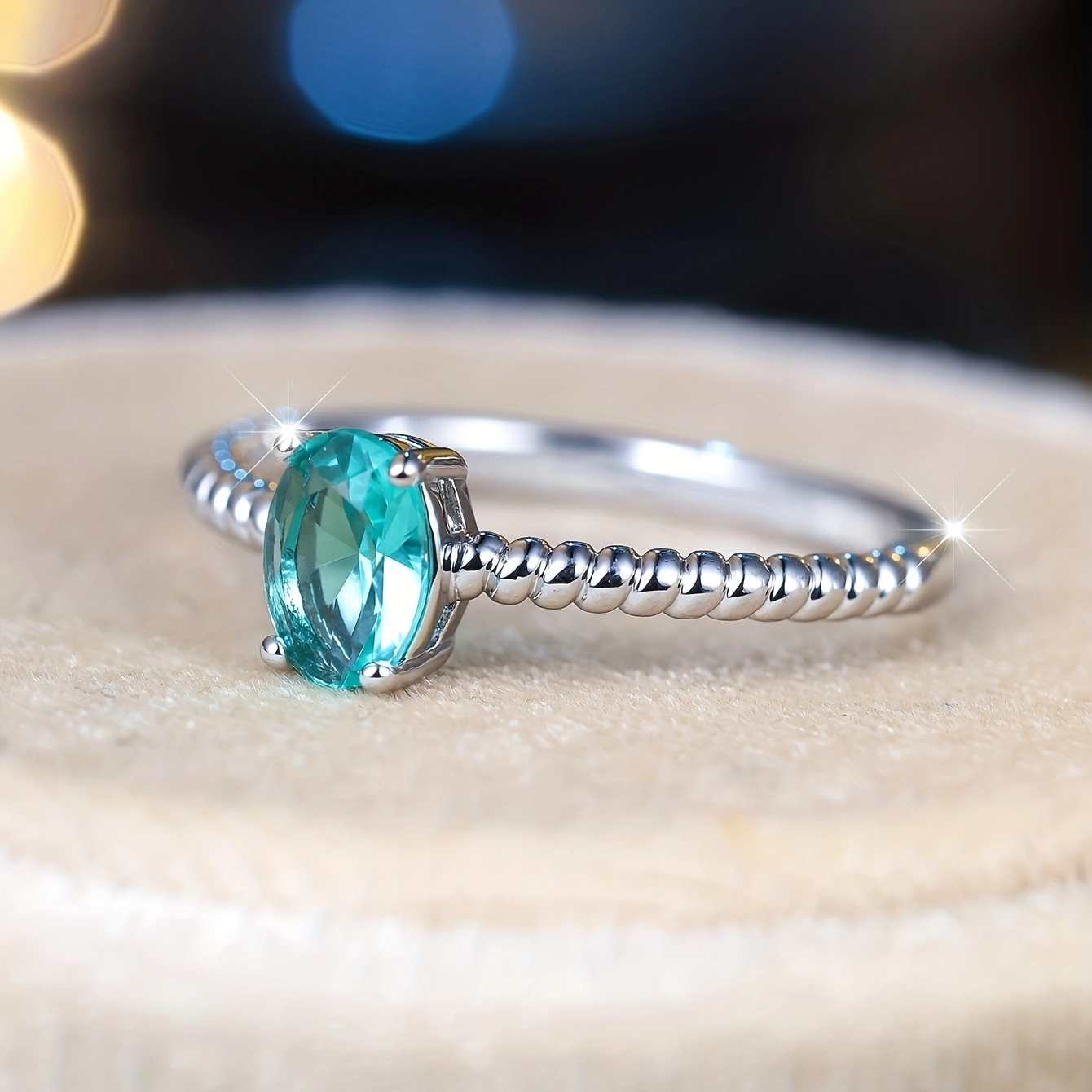 Dupes Luxury Promise Ring Inlaid Waterish Blue Zirconia - Temu