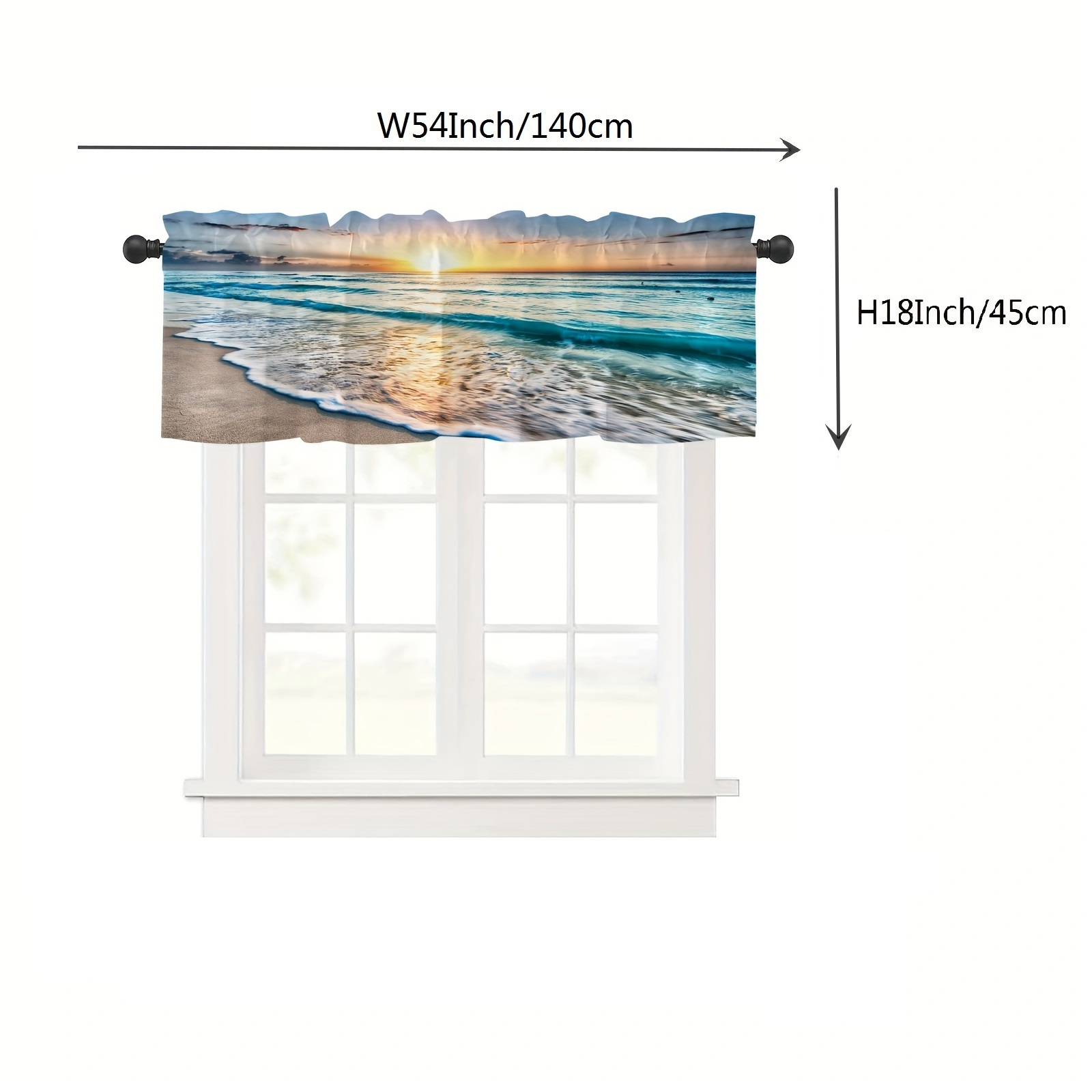 Beach Curtains Valances Curtain Windows Rod Pocket Drape - Temu