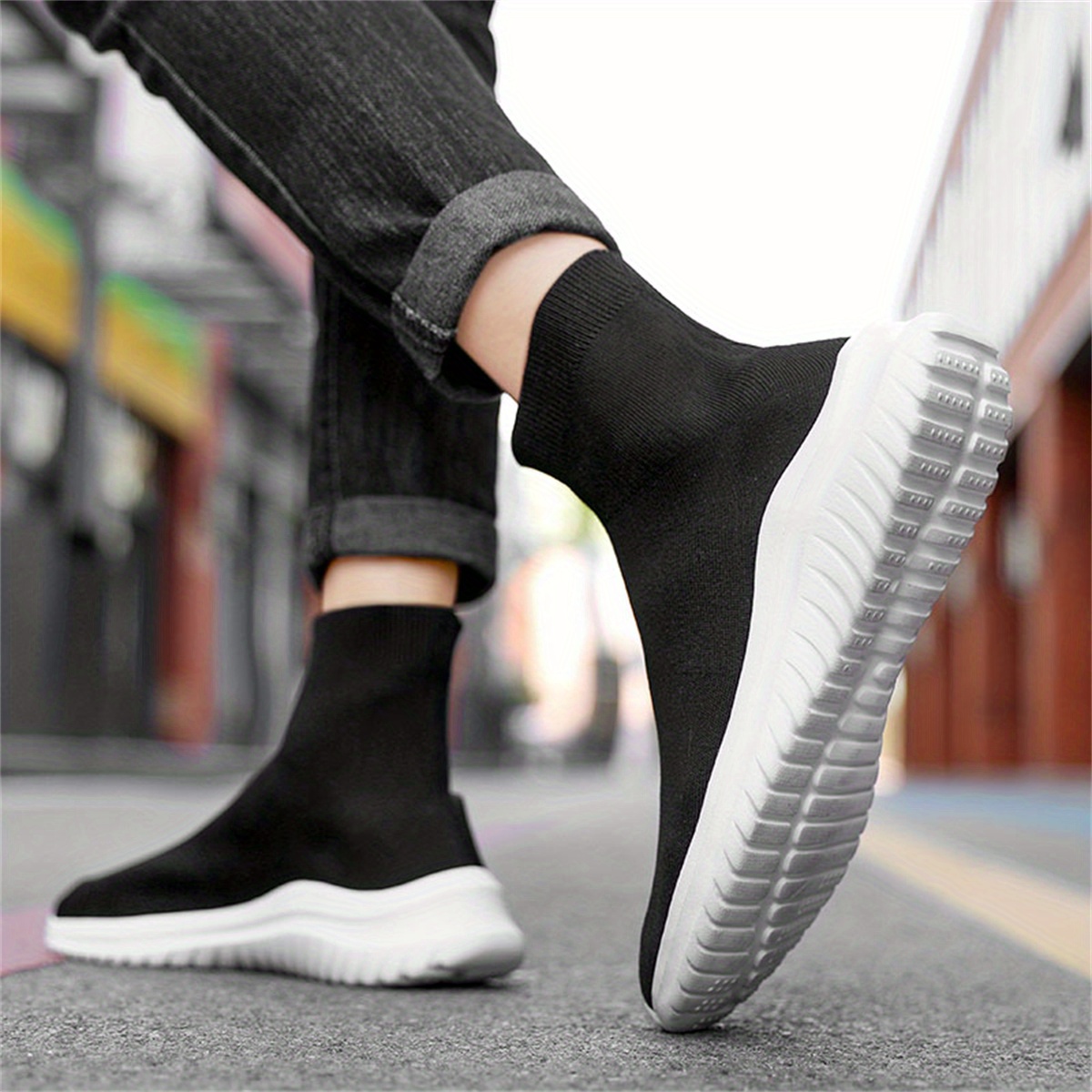 Mens Slip On Sock Sneakers High Top Athletic Shoes Lightweight And ...