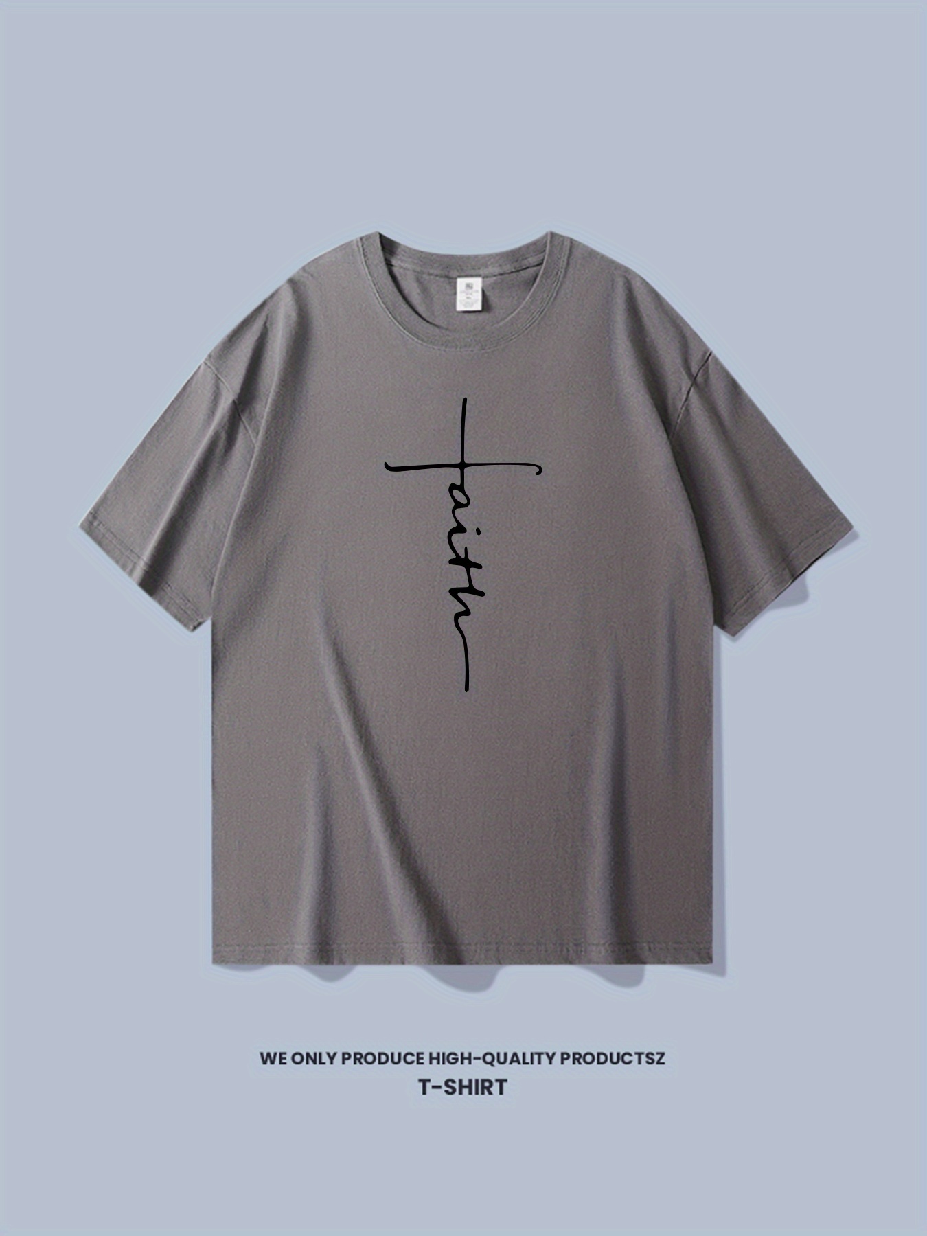 "faith" print cotton t shirt men's style - Temu United Arab Emirates