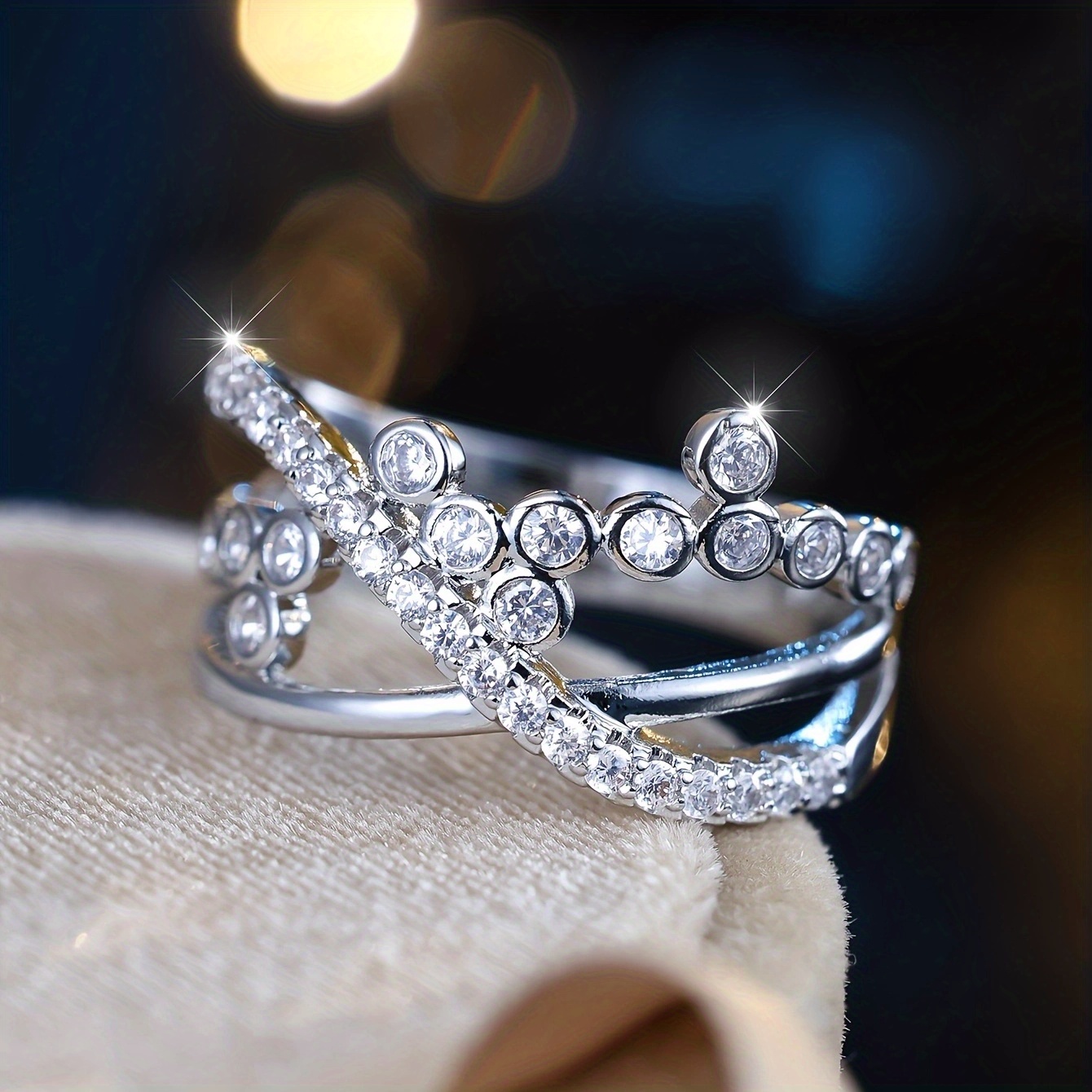 Luxury Promise Ring Trendy X Shape Inlaid Shining Zircon - Temu Australia