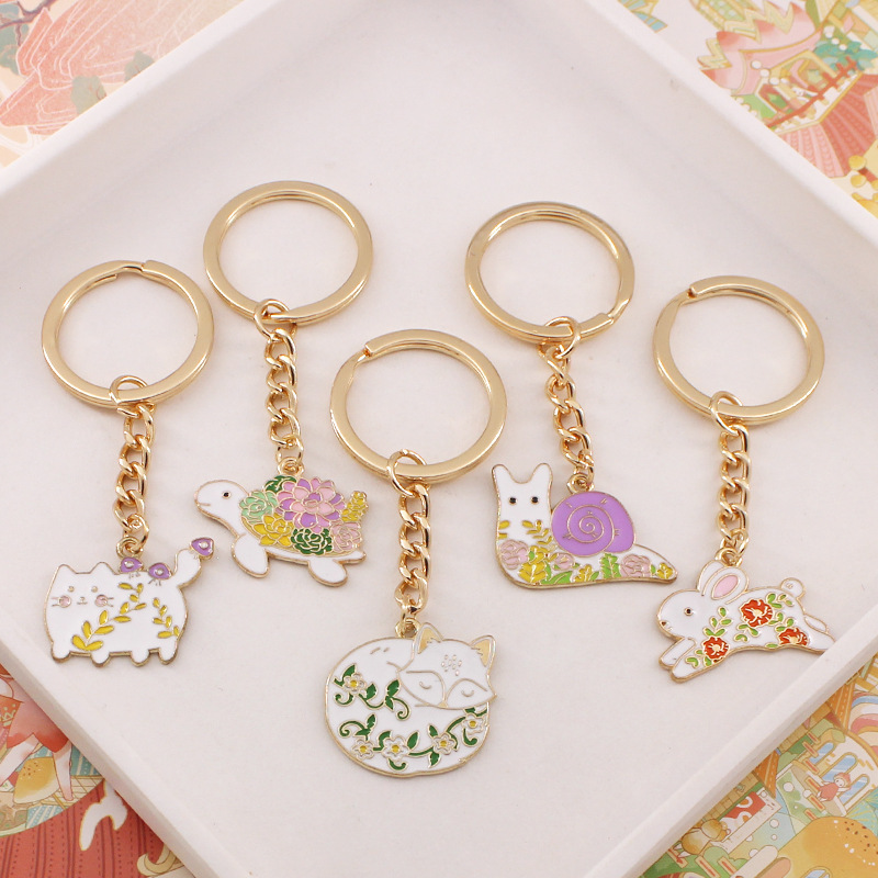 Cute Cartoon Animal Key Chain Kitten Turtle Rabbit Fox Snail - Temu ...