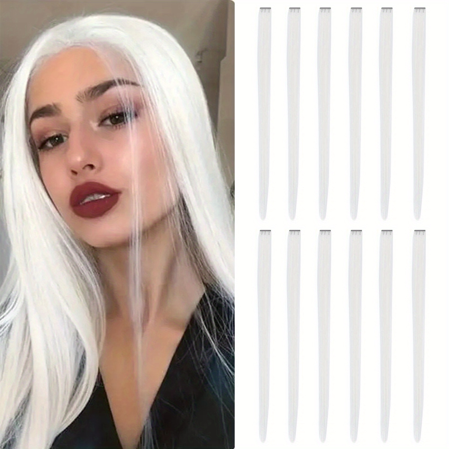 Multi color Straight Clip In Hair Extensions Synthetic - Temu United ...