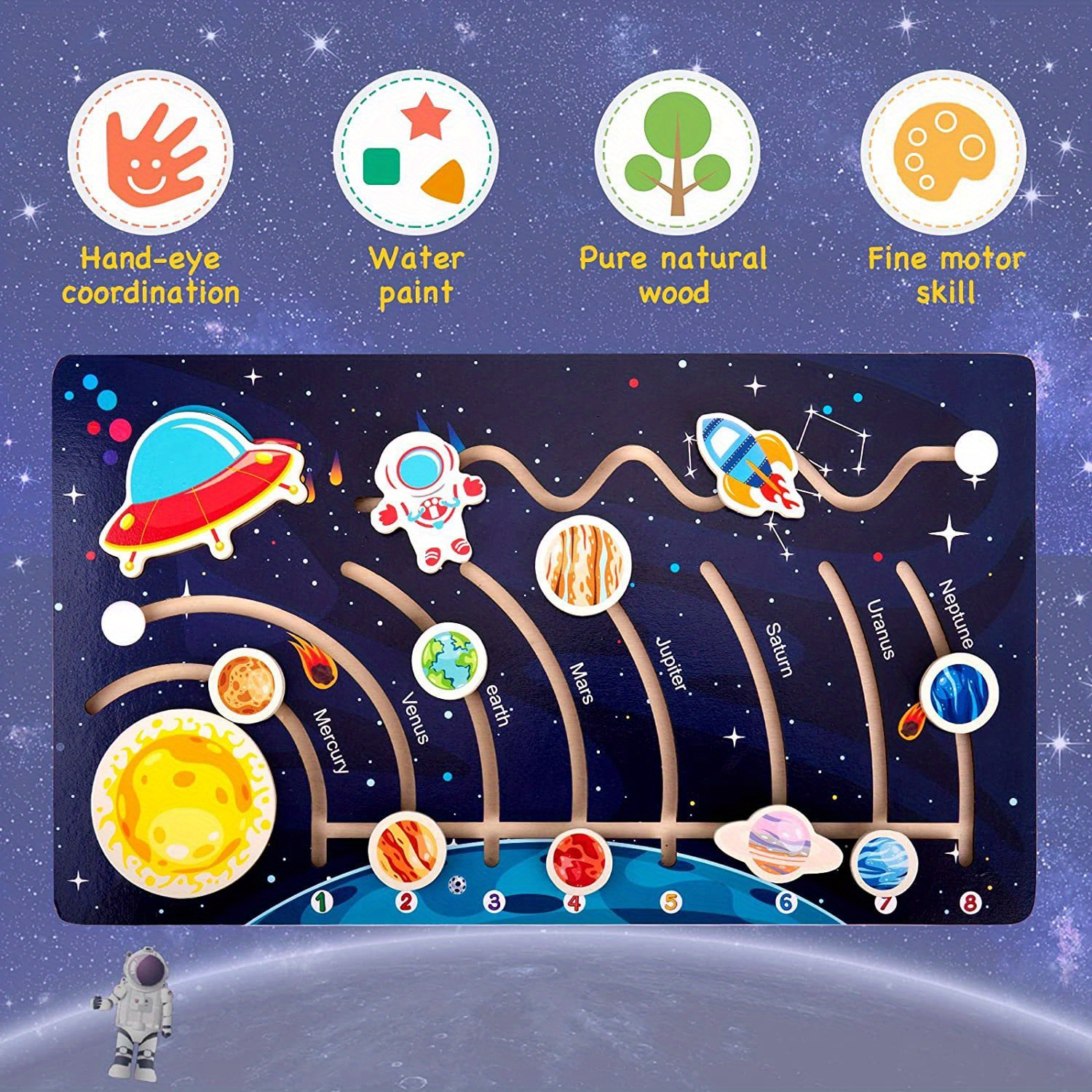 Solar System Planets Puzzle Board Childrens Puzzle Space Cognitive ...