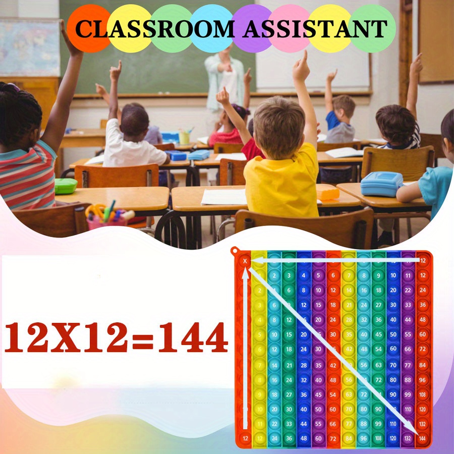 Large P0pp 12x12 Multiplication Table Toy Game Table Rainbow - Temu ...