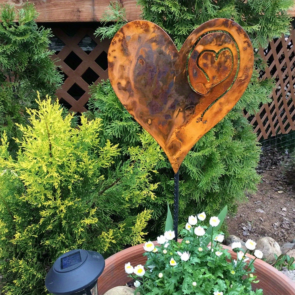 Rusted Heart Curly Wire A Garden Rusted Heart Heart - Temu