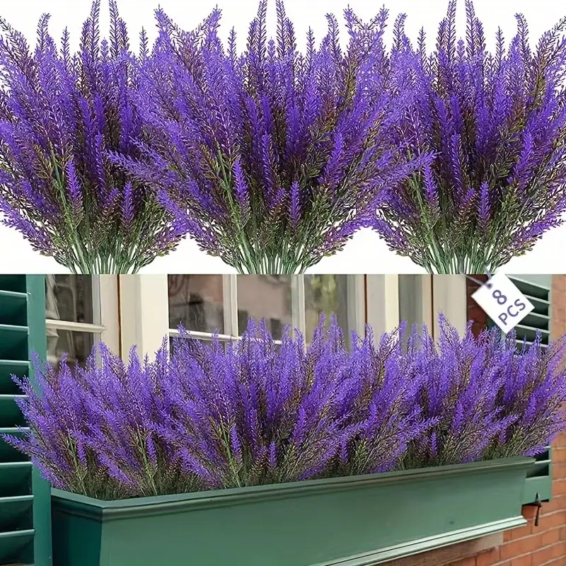 41224束の人工屋外ラ の花、色あせないuv耐性の偽のプラスチックの花、庭、ポーチ、窓箱、 、屋内の レーション用の人工植物